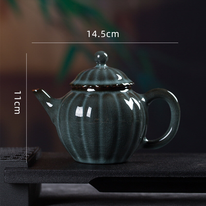 Керамический чайник с железной основой и порошково-голубым покрытием, традиционным узором ге-килна для домашнего