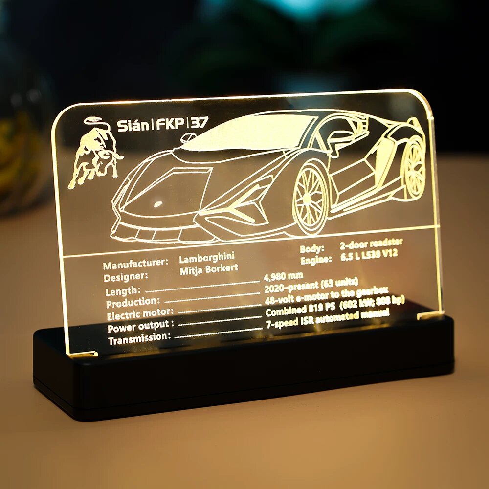 Набор светодиодных огней для LEGO 42115 Lamborghini SIAN с подсвеченной табличкой для демонстрации, 120 символов