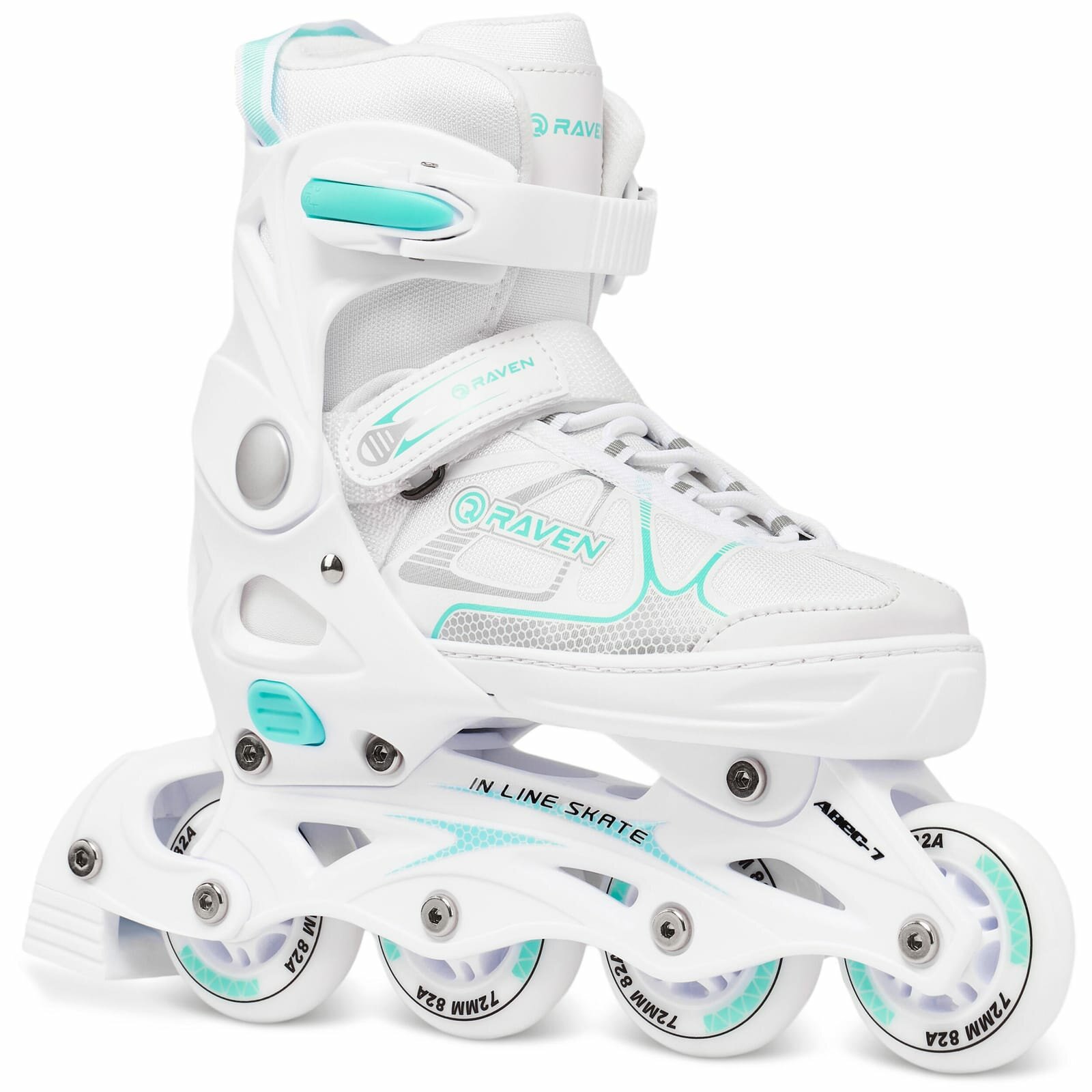 DECATHLON ролики Raven Spirit, регулируемые, белый/аквамариновый зеленый, размер 40-43, диаметр колес 76 мм