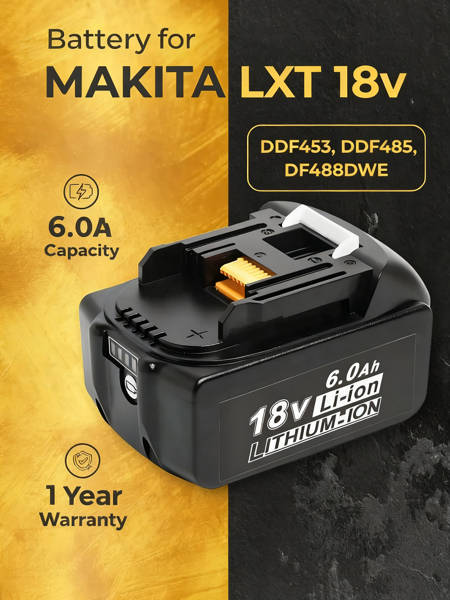 Аккумуляторная батарея Makita LXT BL1860B 18 В, 6Ач, Li-Ion, слайдер