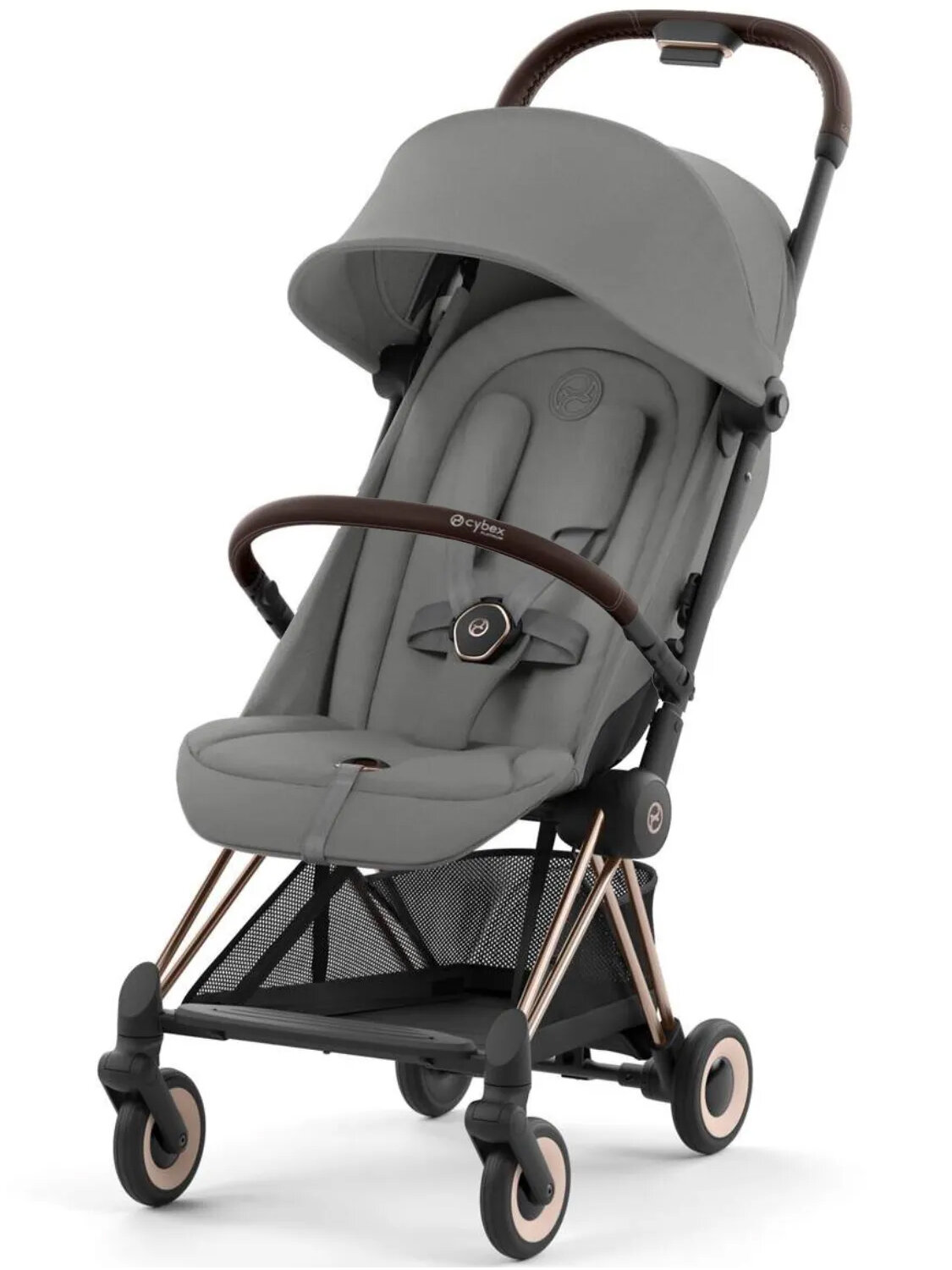 Коляска прогулочная Cybex Coya Rosegold Mirage Grey с дождевиком и бампером 522005603