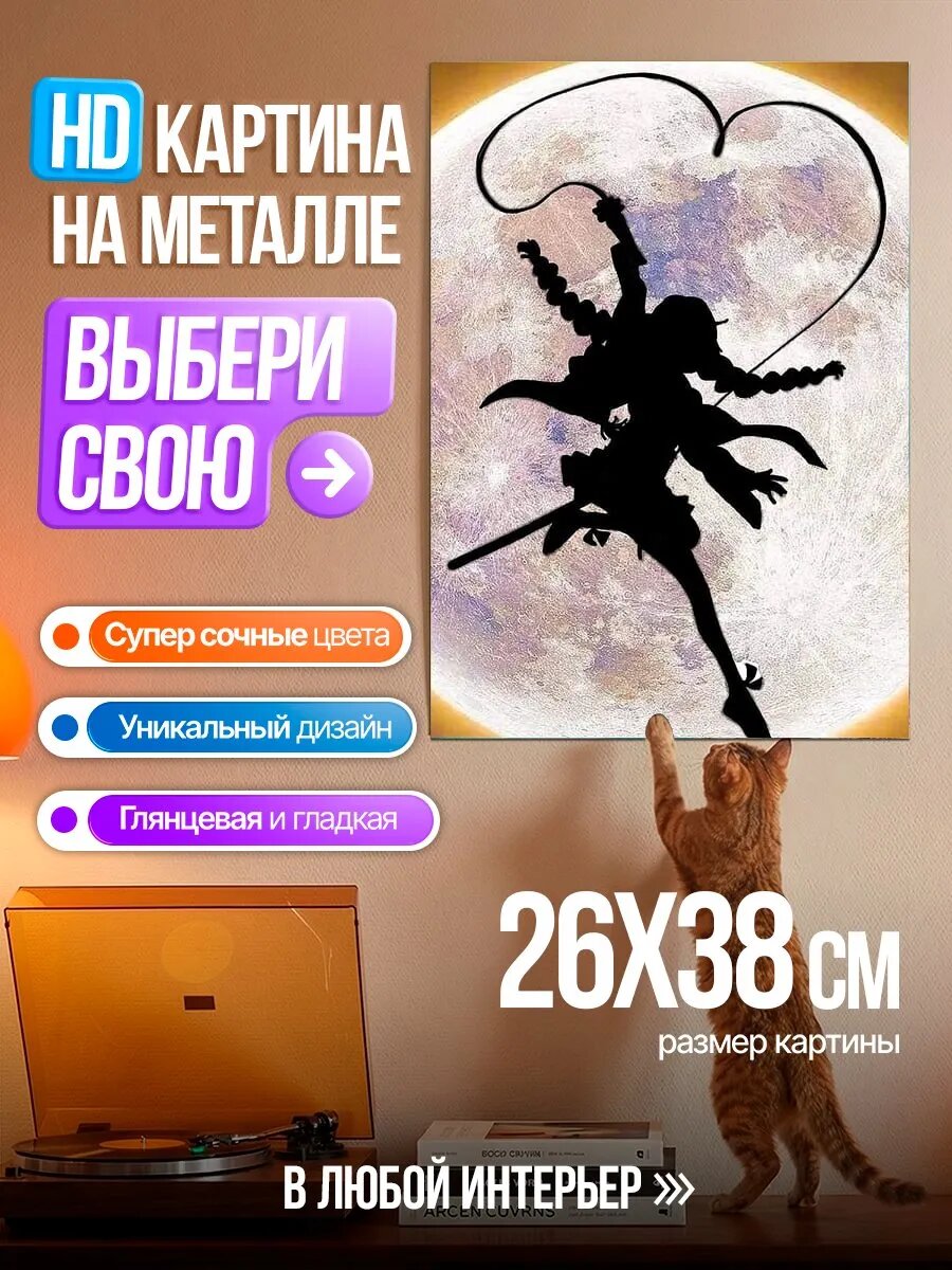 Картина на HD металле Силуэт девушки с хлыстом