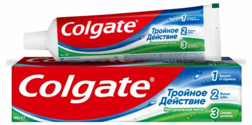 Зубная паста Colgate тройное действие натуральная мята. 100 мл + 100 мл (61055459)