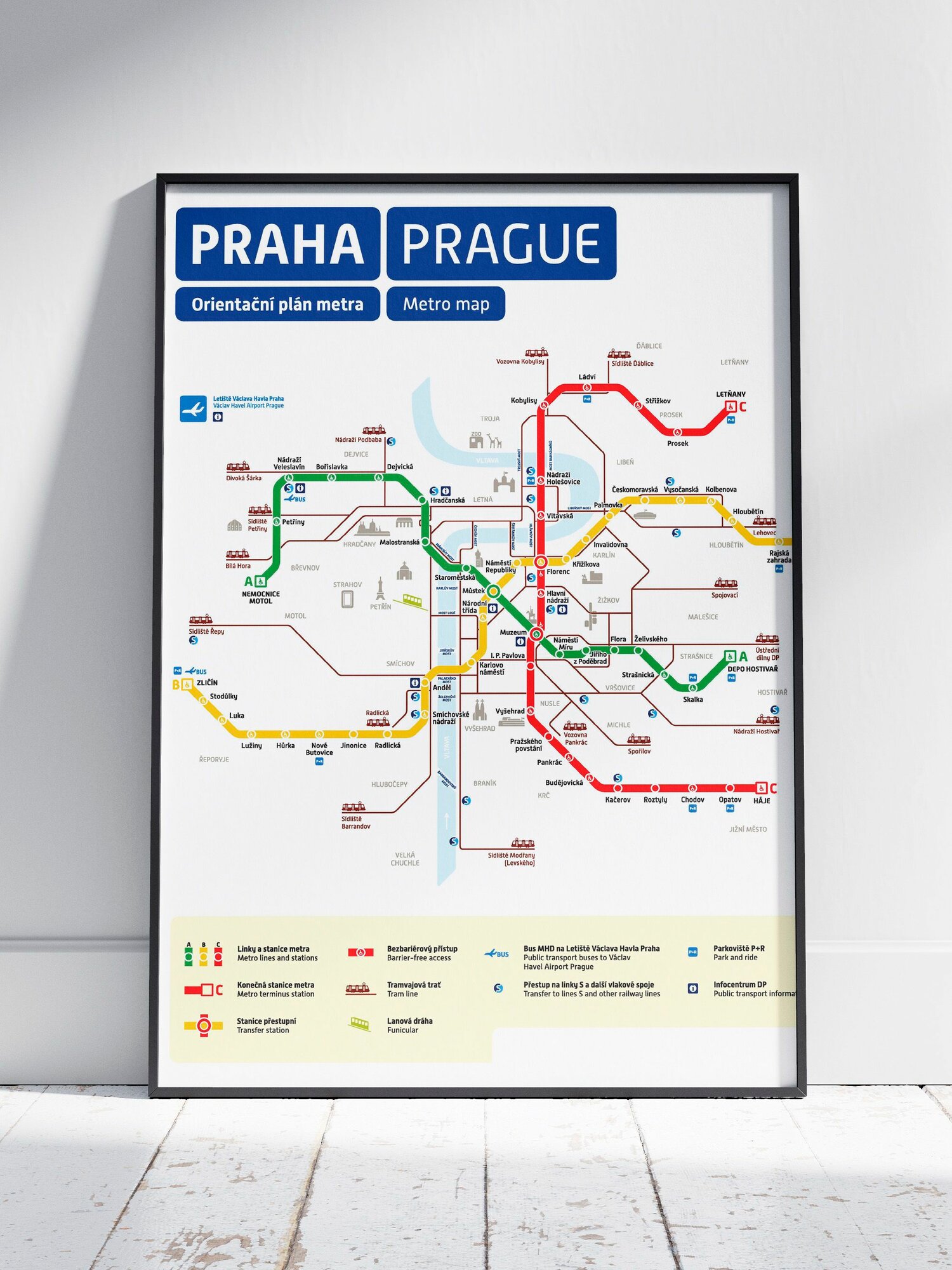 Плакат на стену для интерьера Метро (Метрополитен Прага - Prague Metro) - Постер по городской инфраструктуре формата A4 (21x30 см)