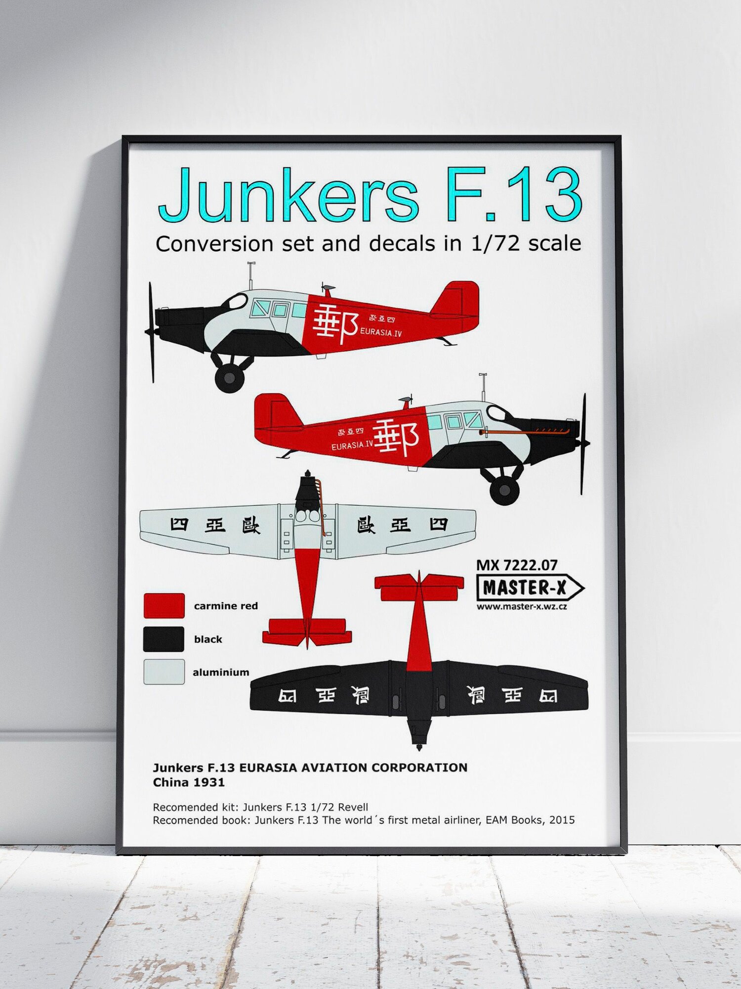 Плакат на стену для интерьера Техника и транспорт (Юнкерс F 13 - Junkers F 13) - Постер по транспорту формата A4 (21x30 см)