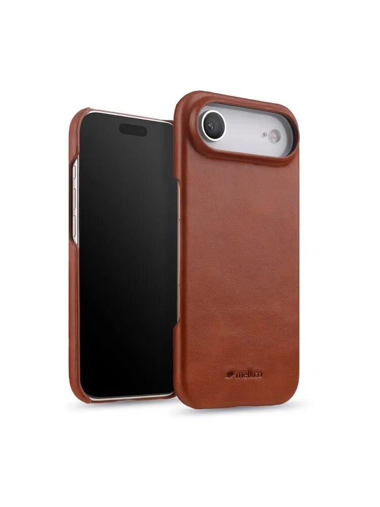 Melkco Cowhide масляная восковая кожа для iPhone 17 Air магнитная зарядка ударная крышка бампера, коричневый