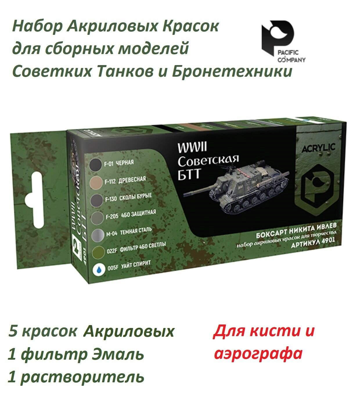 Набор акриловых красок для сборных моделей Танки