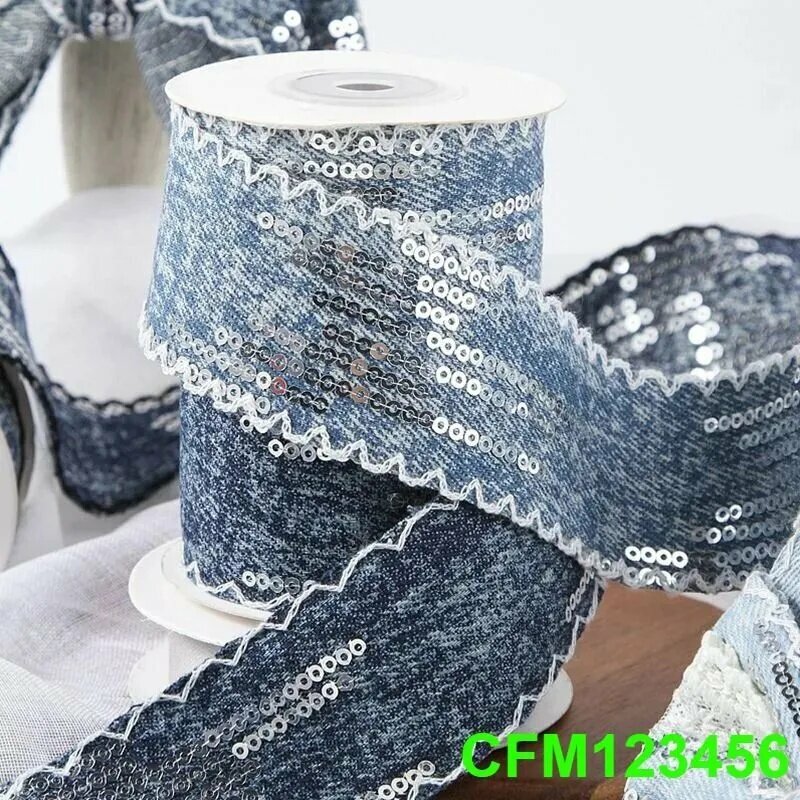 Лента джинсовая с палеткой,4 см*10 ярд