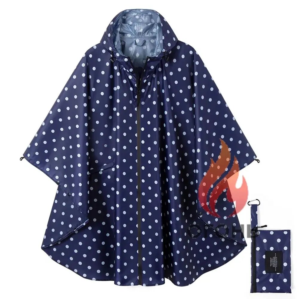 Дождевик Rain Poncho для девочек, синий в горошек, ONE SIZE, из полиэстера