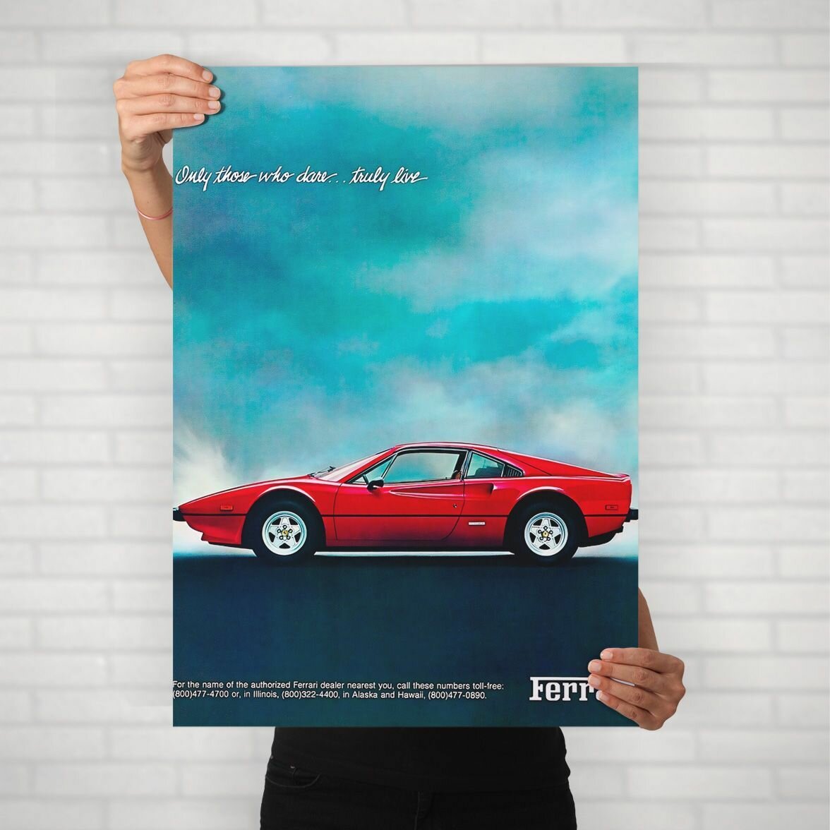Плакат на стену для интерьера Культовые машины (Ferrari 308 GTB - GTS 9) - Постер по легендарным ретро автомобилям формата А2 (42x60 см)