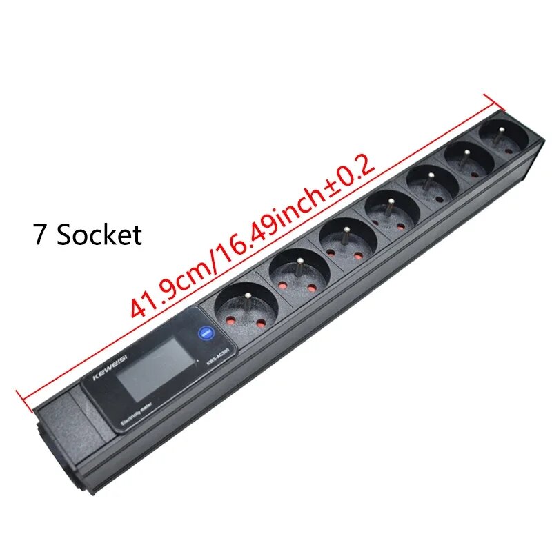 Удлинитель Sehll C14 с амперметром, 7 Socket, Черный