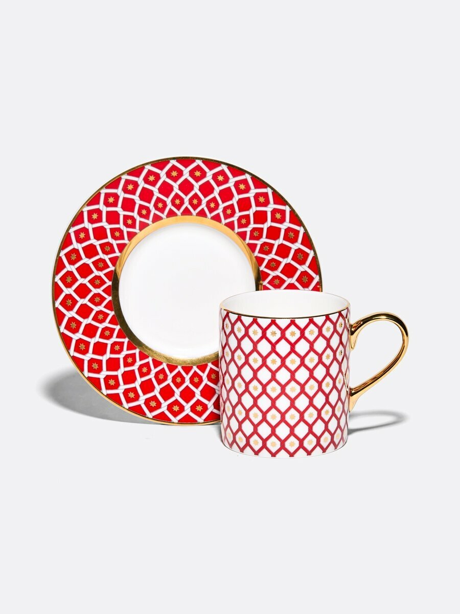 Кофейная пара "Скарлетт 1" форма Идиллия 100 мл, Императорский фарфоровый завод