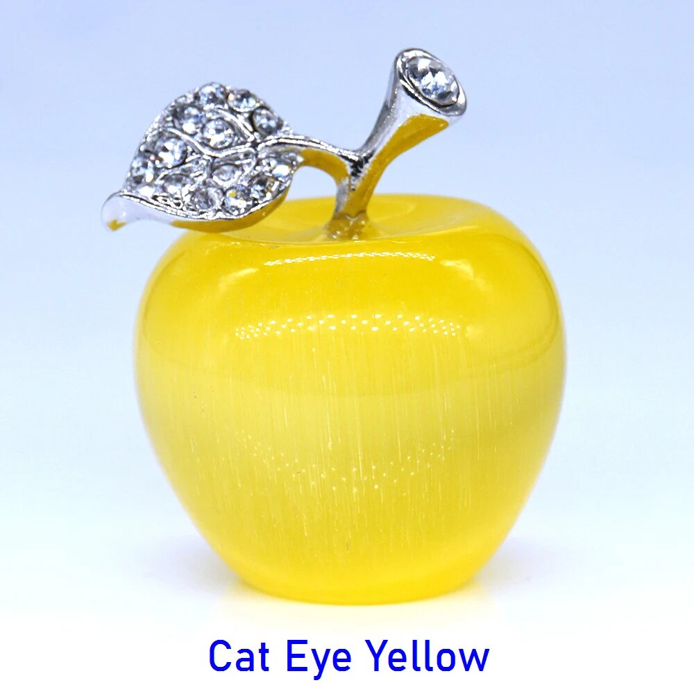Фигурки из камня яблоко 30 мм Желтый, 1 PCS, Cat Eye Yellow