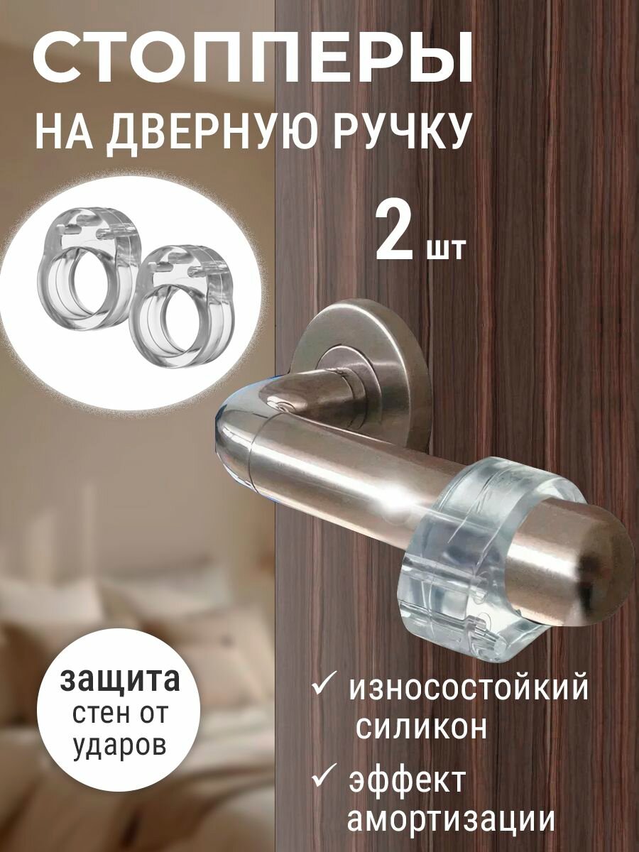 Лот 2 шт: Насадка на дверную ручку силиконовая - противоударная защита