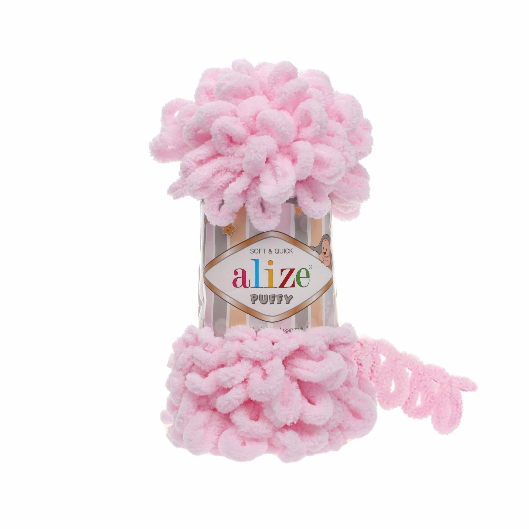 Пряжа для вязания Puffy Alize 1 моток (9 м, 100 гр), цвет 31 нежно-розовый