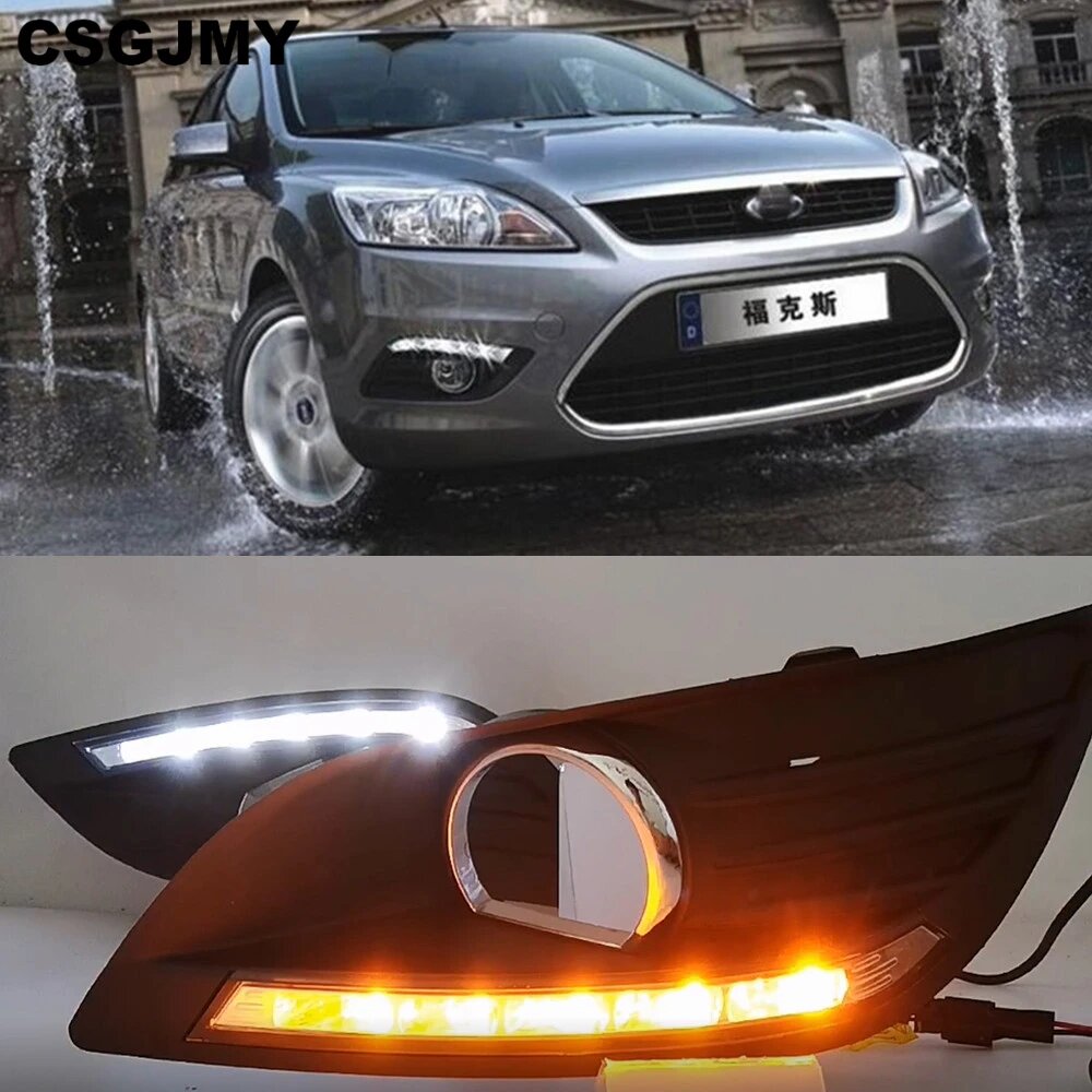 Дневные ходовые огни для Ford Focus 2 Sedan MK2 2009 - 2014 с функцией автозатемнения, White