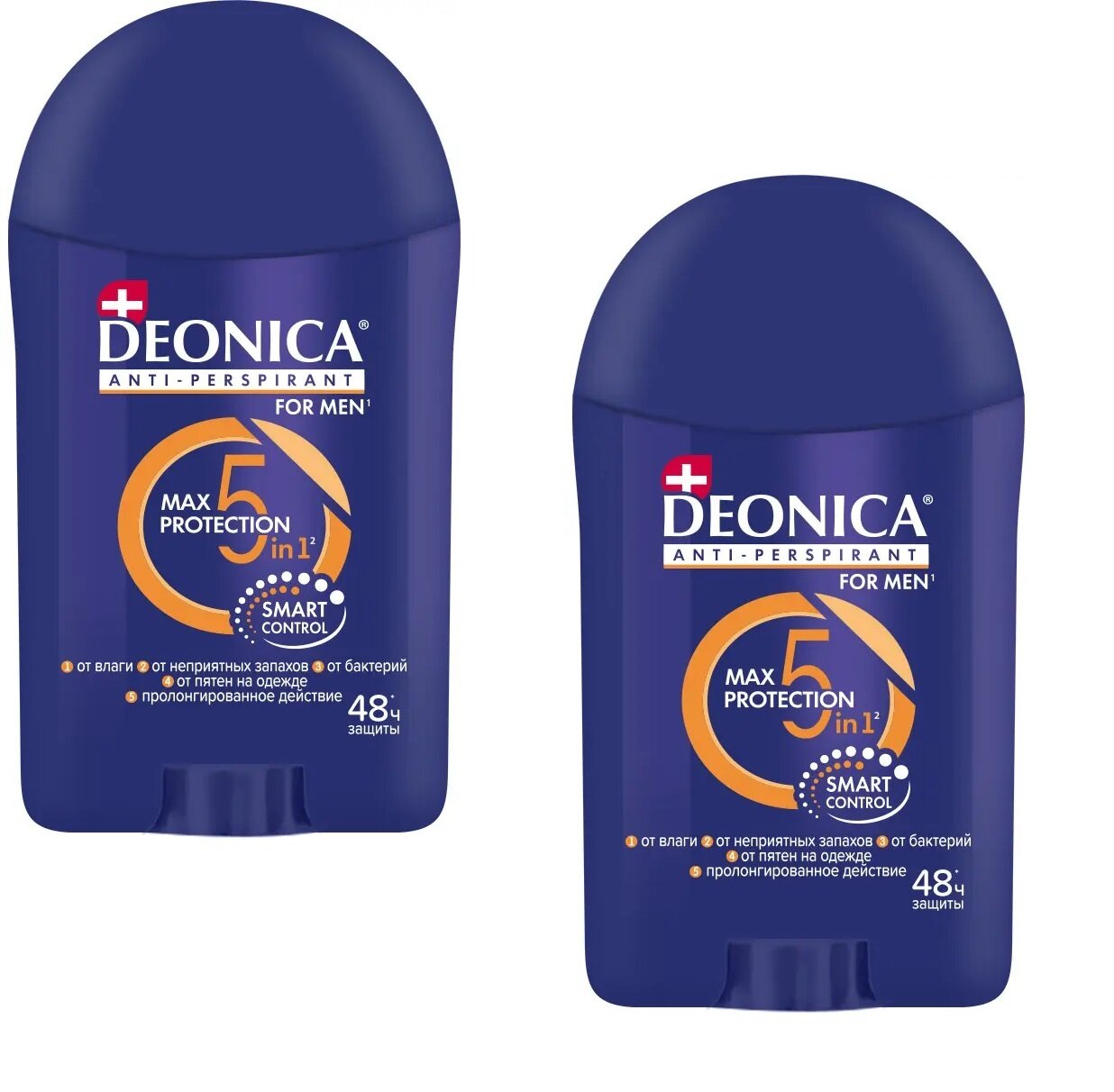 Дезодорант Deonica For Men для тела Антиперспирант-стик 5Protection, 40мл 2шт