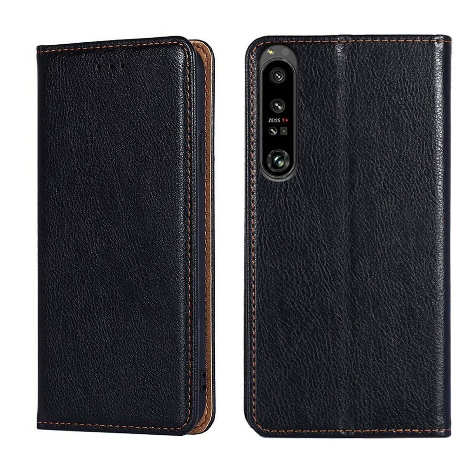 Чехол-книжка MyPads для Sony Xperia 1 IV черный защитный PU-материал