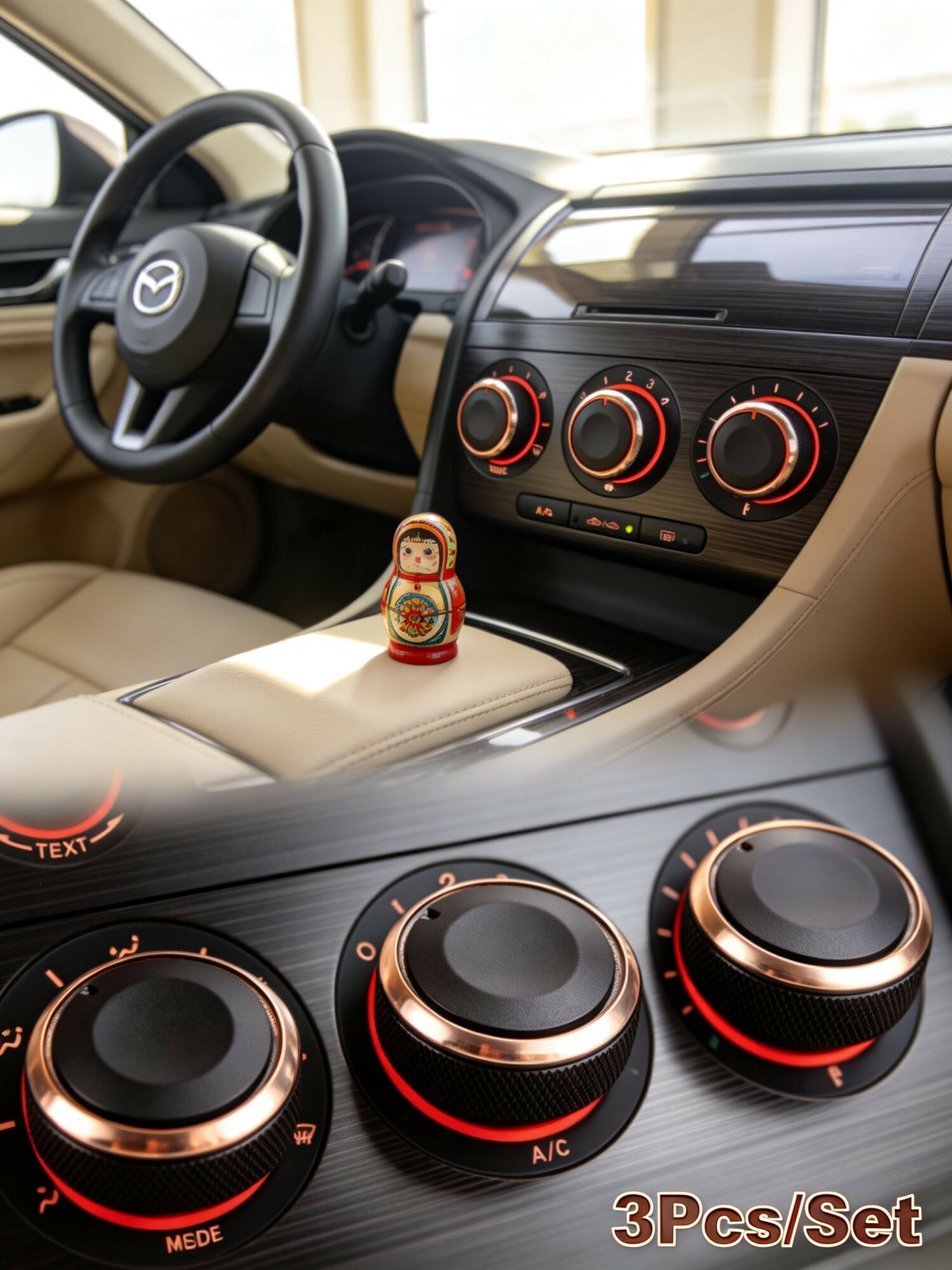 Набор 3 кнопки управления климатом для MAZDA 3 2003-2009, ручки переключателя обогревателя черные с подсветкой