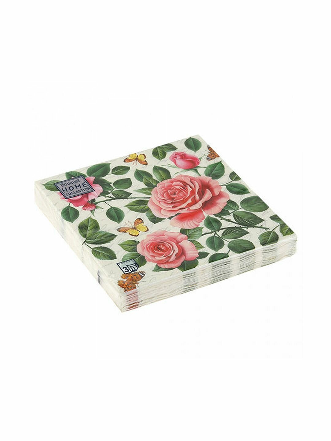 Салфетки бумажные трехслойные "Art Bouquet Home Collection" Райские розы, 33х33 см, в пачке 20 штук