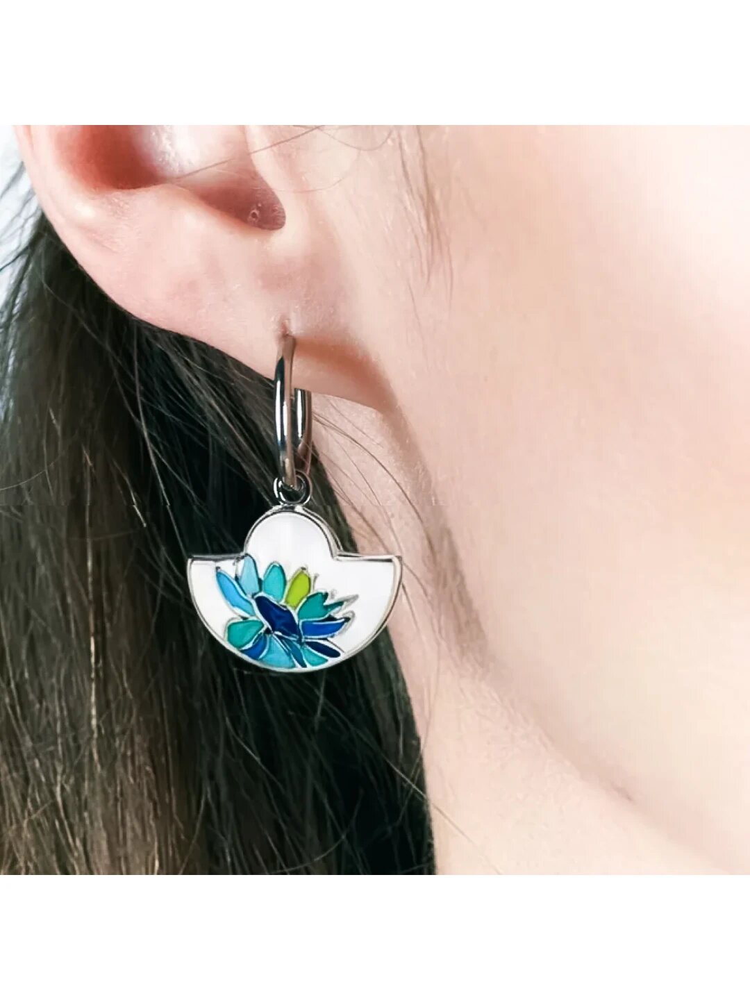 Серьги Fiore Luna, голубой, серебряный, синий — фото 1