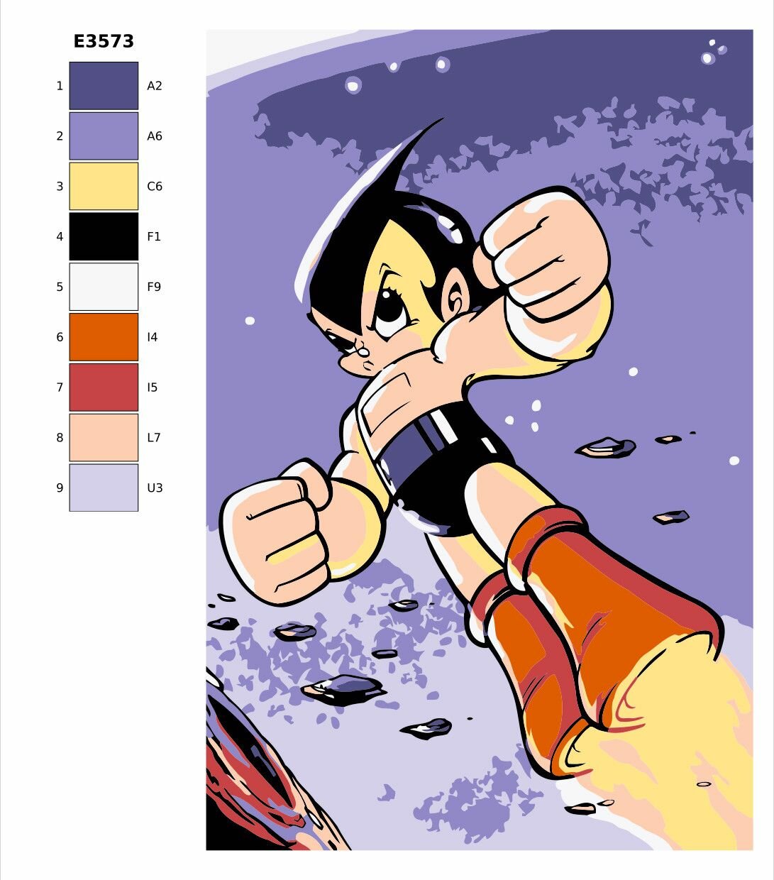Детская картина по номерам E3573 "Аниме Astro Boy" 20х30