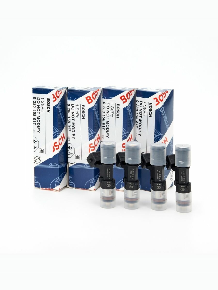 Комплект форсунок топливных BOSCH 4шт 1,6л 8кл для ВАЗ-2110-2112, 2113-2115, 2170, 1117-1119, 2190, 2123, Калина V8 кл