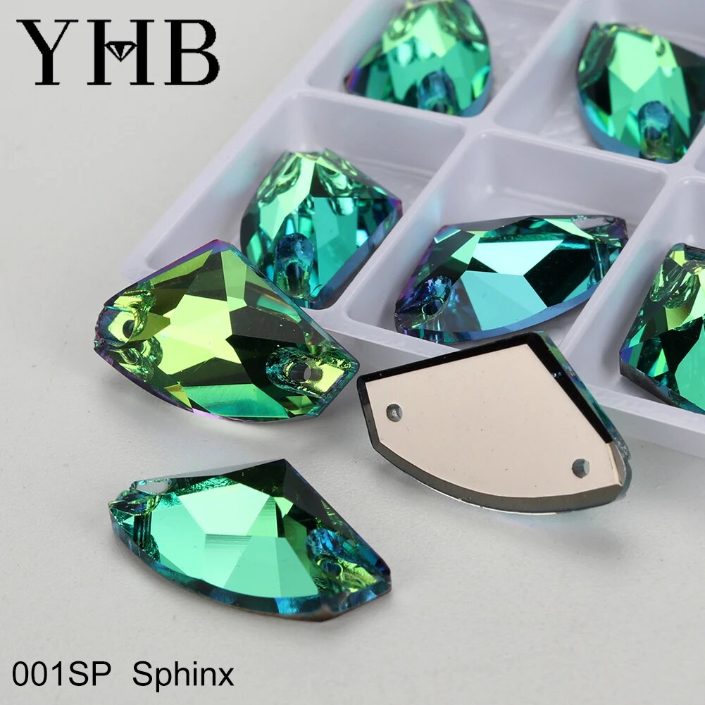 Стразы YHB Sphinx изумрудные 12mm 19mm 24шт