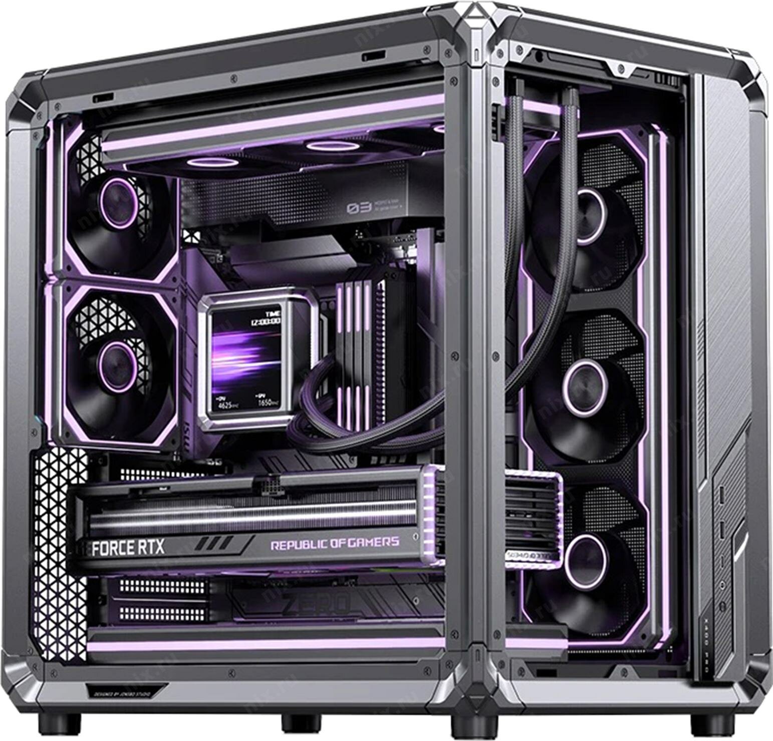 Корпус JONSBO X400 PRO Gray, TG (aquarium), mini-ITX, mATX, ATX, серый