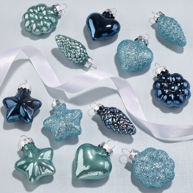 Елочные игрушки Blue Lagoon 4-5 см, 12 шт, стекло, Winter Deco, 1001431