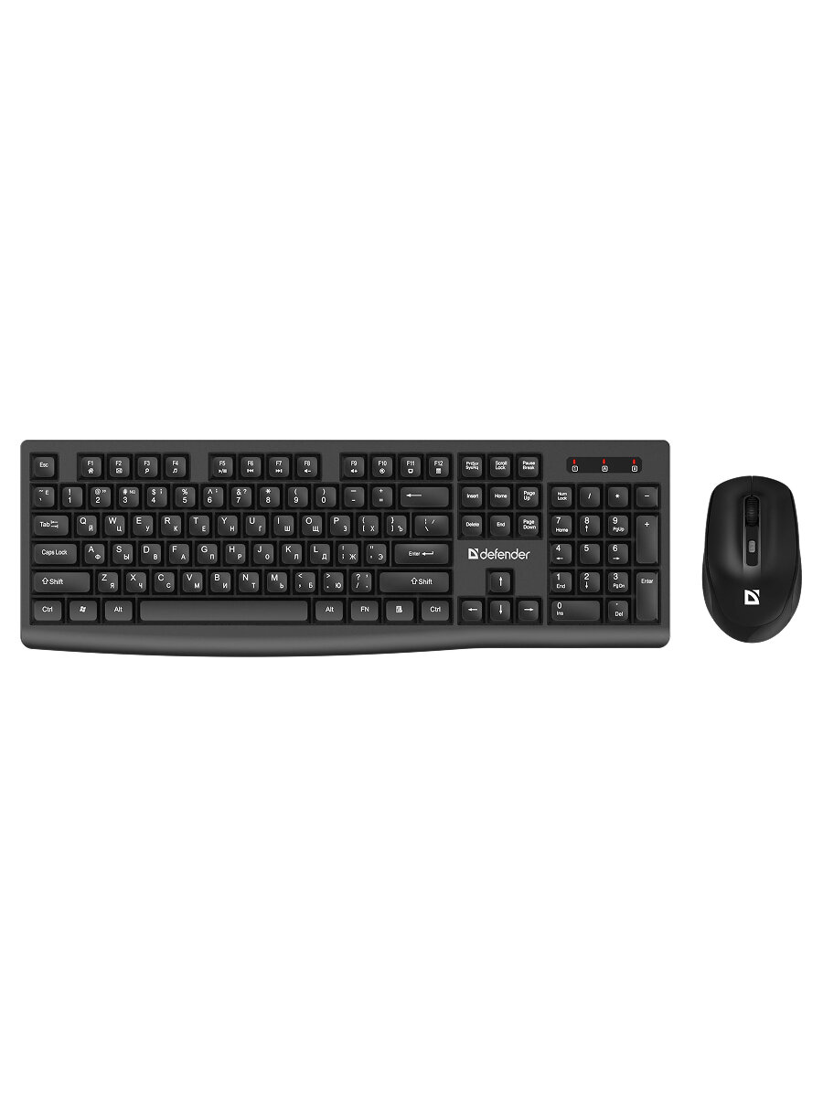 Комплект клавиатура+мышь беспроводной DEFENDER Seoul (Сеул) C-972 черный (USB, 1600dpi) (45972)