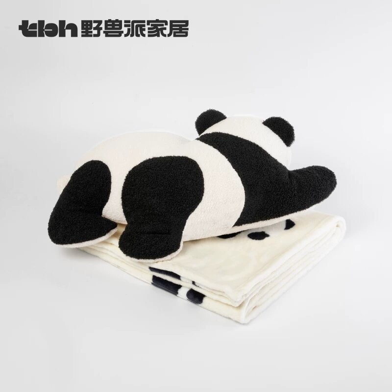 Плед-подушка 2-в-1 TBH Beast Style Home Furnishings Panda Bump из фланели с теплым ароматом, для автомобиля и дома, для