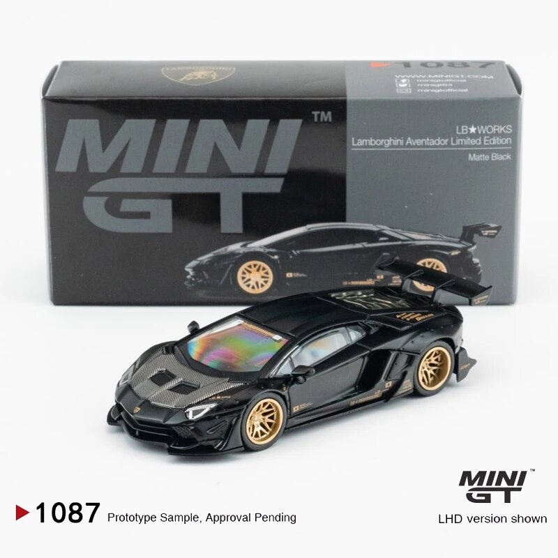 Модель автомобиля Lamborghini Aventador LB-WORKS, черный, 1:64, MINI GT 1087
