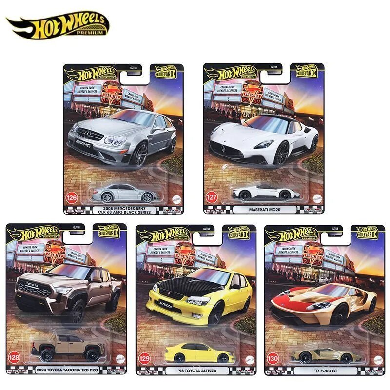 Набор коллекционных моделей машин 1:64 (5 шт.): Mercedes CLK 63 AMG, Maserati MC20, Ford GT, Toyota Tacoma, Toyota Altezza Подарок автолюбителю Металлические