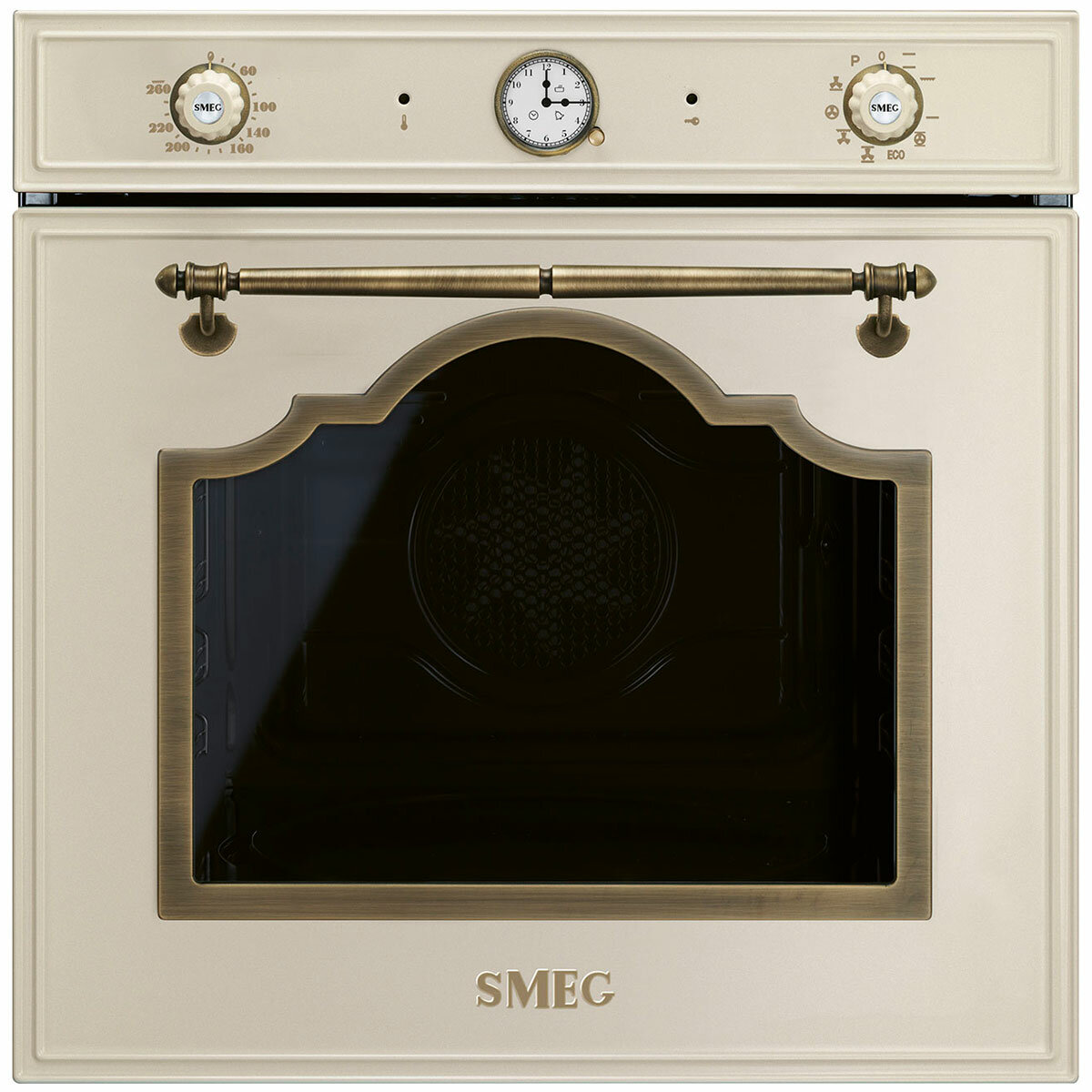 Электрический духовой шкаф Smeg SFP67C1TPO (цвет кремовый, фурнитура латунная)