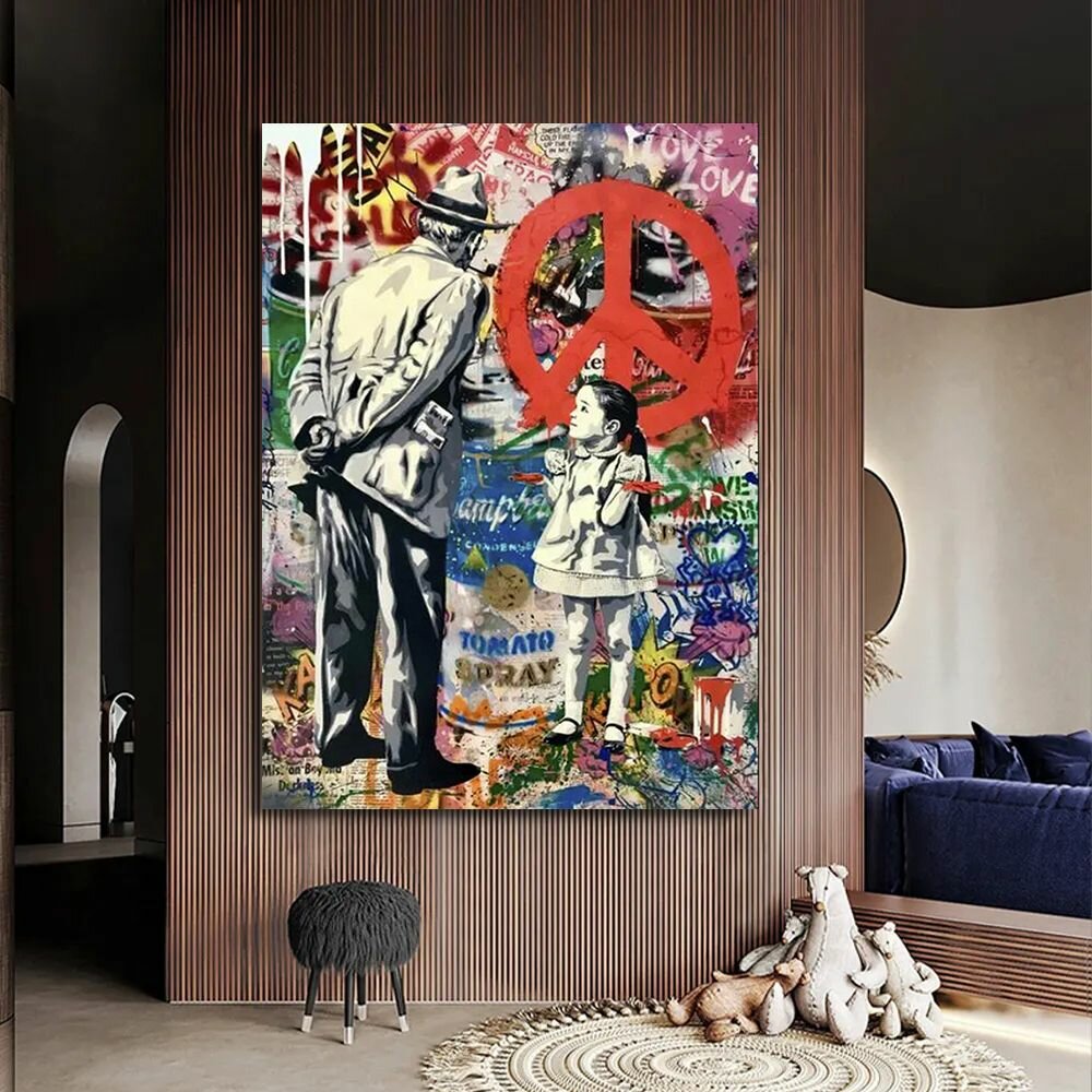 Картина Бенкси, граффити, Banksy, 60х80 см.