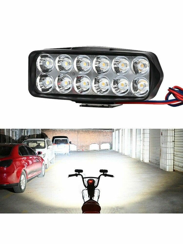 Светодиодная фара 36W 12 LED 6000K IP68 для авто, мото, грузовика, ATV/UTV и скутера — 9-85V, 2400LM, 120×50 мм