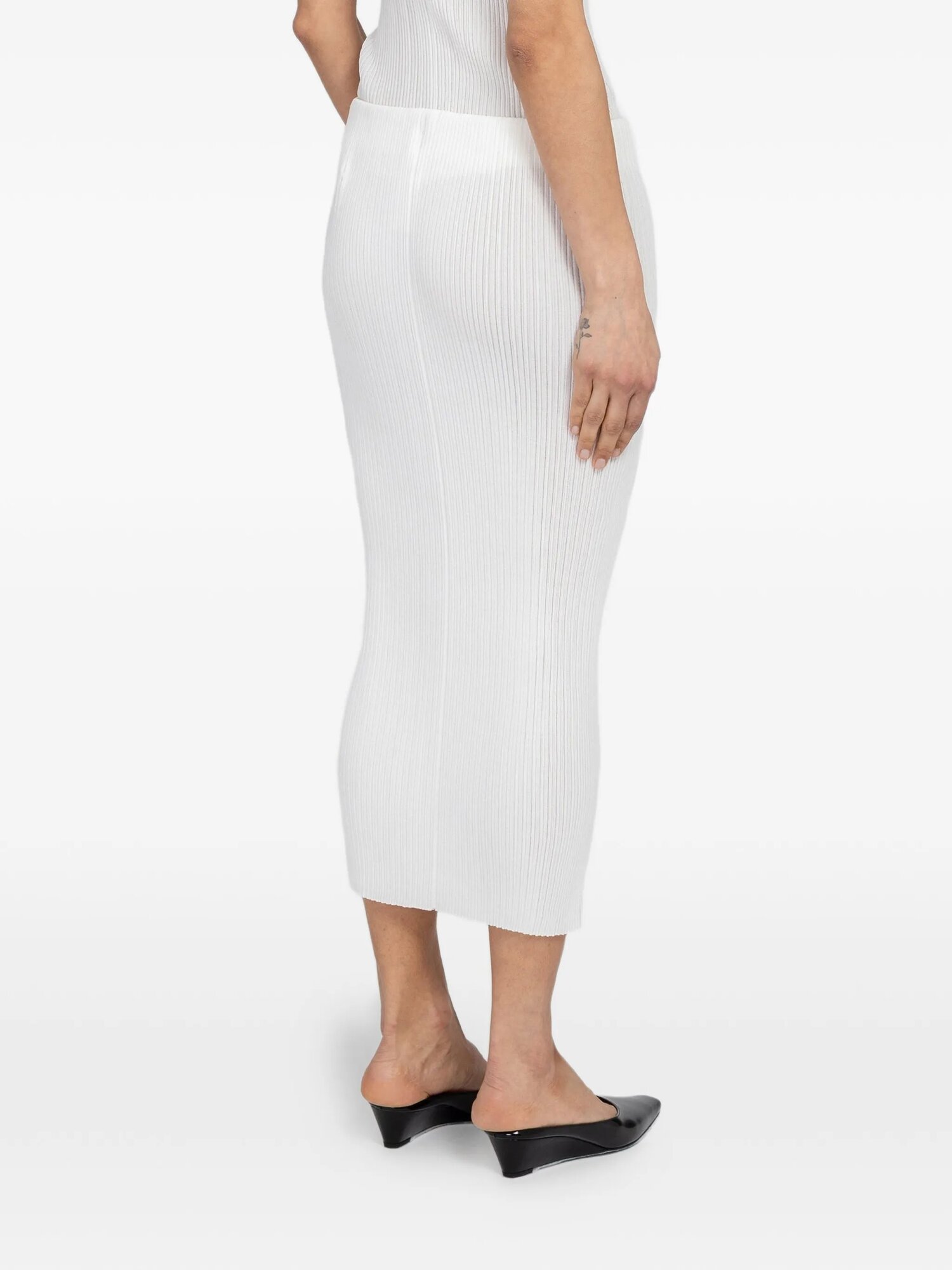 Юбка AMOMENTO Knitted midi skirt, размер 40, бежевый/белый — фото 1