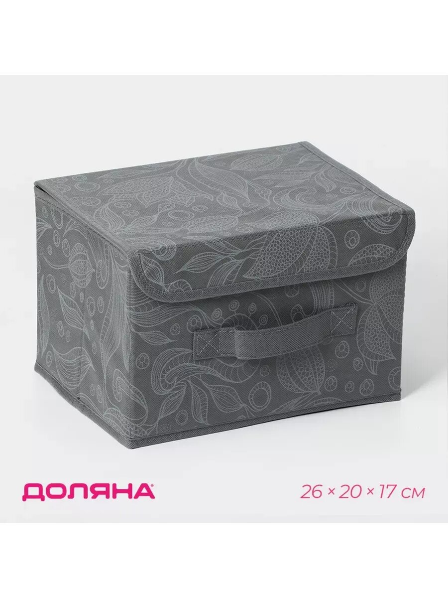 Короб стеллажный для хранения с крышкой Доляна «Нея», 26×20×17 см, серый
