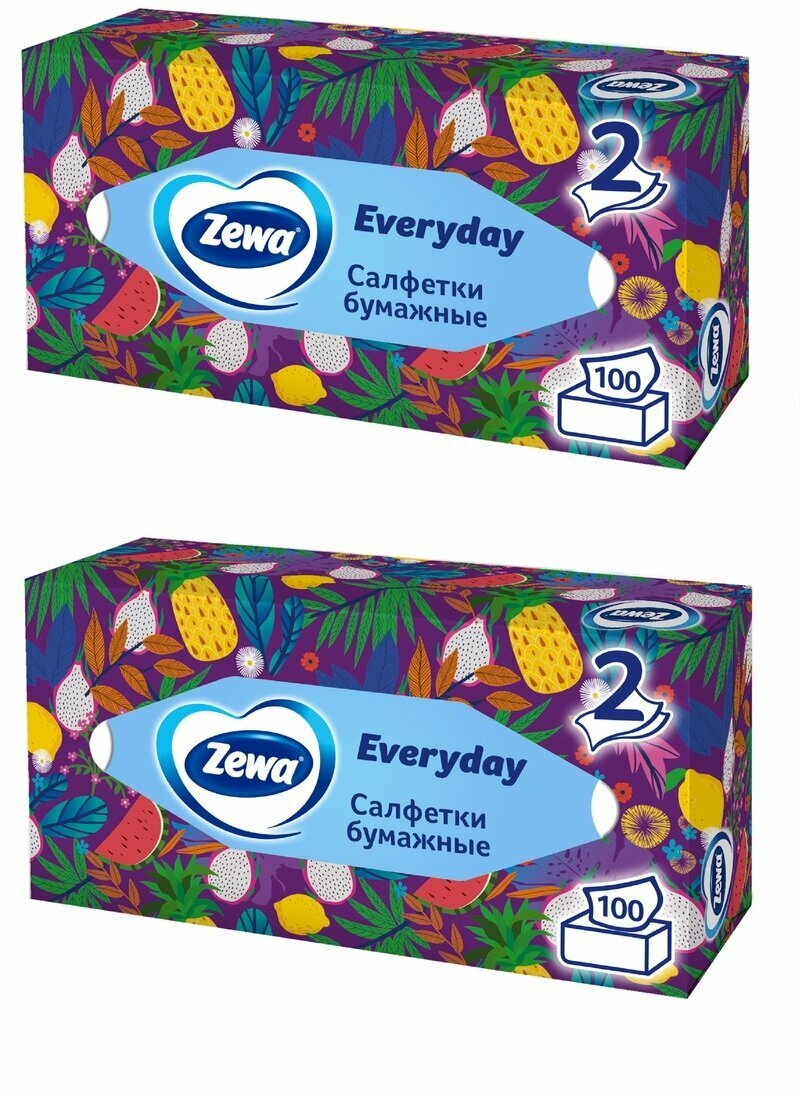 Бумажные салфетки Zewa Everyday 100шт 2сл 2упаковки