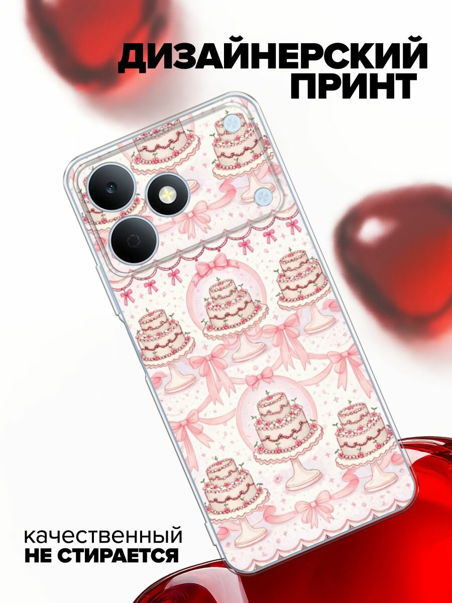 Чехол на Realme Note 80 / Реалми Нот 80 с принтом Торты и розовые бантики — фото 1
