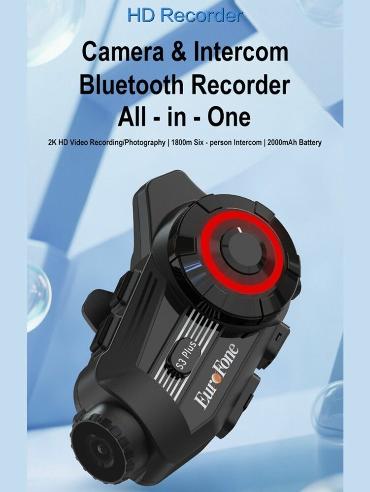 Мотоциклетный шлем, Bluetooth-гарнитура, 2K камера, рация универсальное устройство для 6 человек.