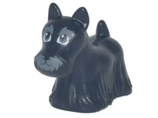 Деталь Lego 83188pb01 Dog, Terrier Scottish (Scottie) with Dark Bluish Gray Eyes, Eyebrows, and Muzzle Pattern
