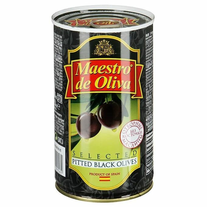 Маслины MAESTRO DE OLIVA Отборные без кости /жесть/ 360г