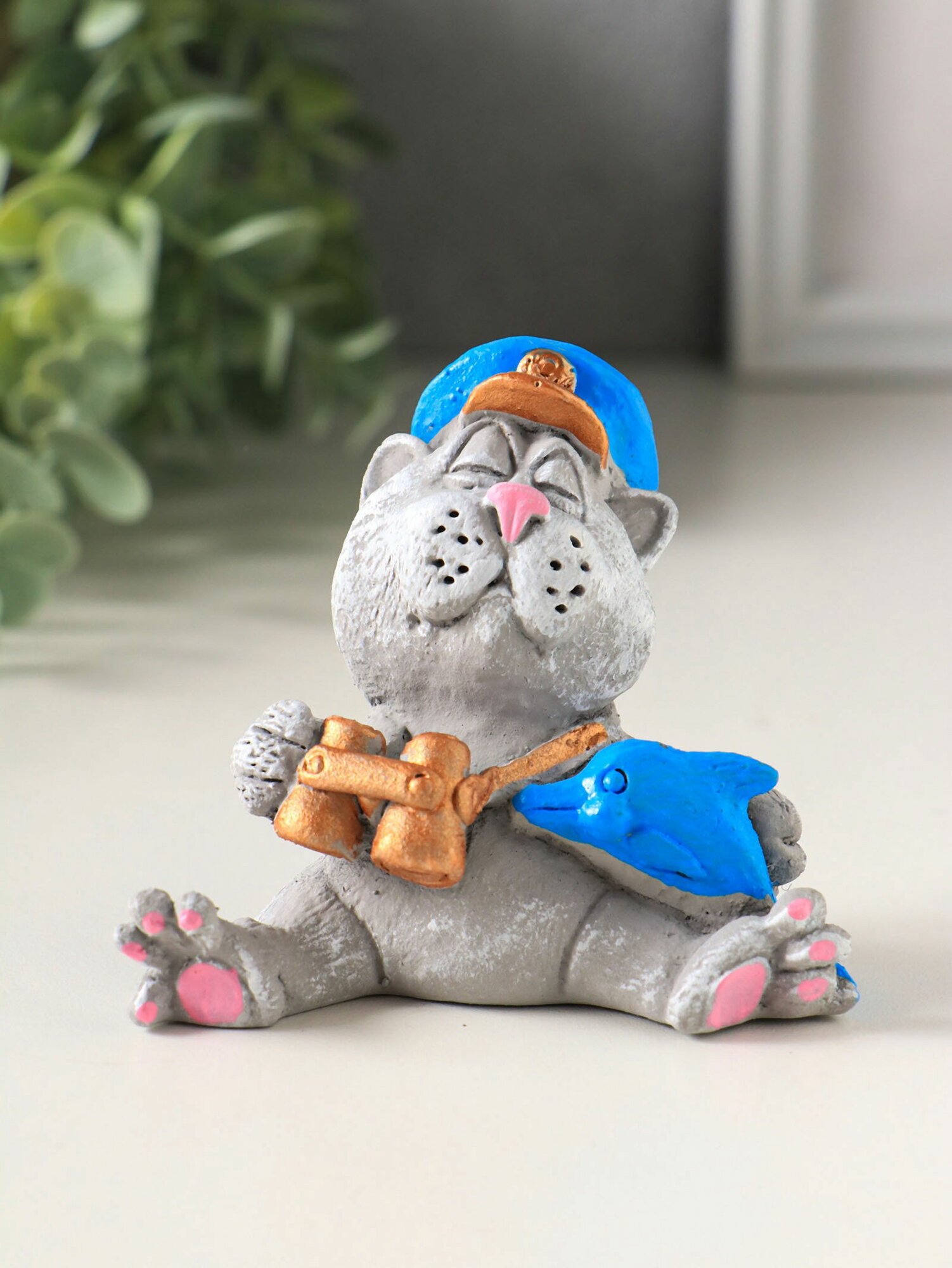Фигурка полистоун "Кот капитан", 6.3x8.7x7.5 см, тематика праздника: 23 февраля
