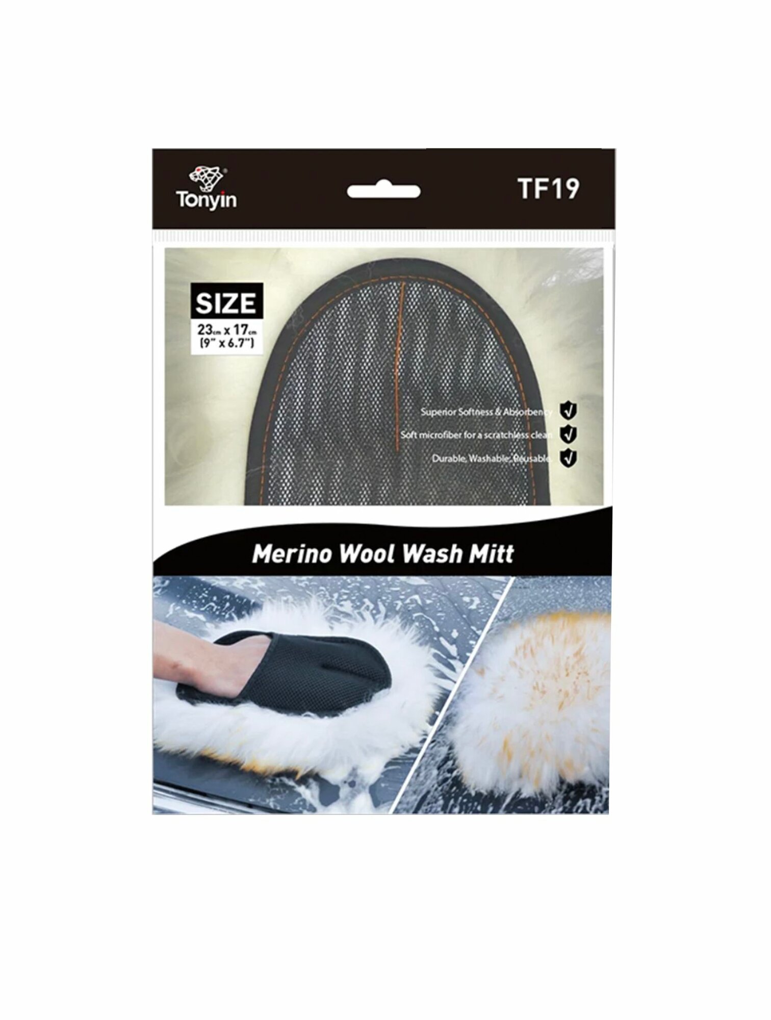 TF19 Варежка из 100% овечьей шерсти WOOL WASH MITT TONYIN