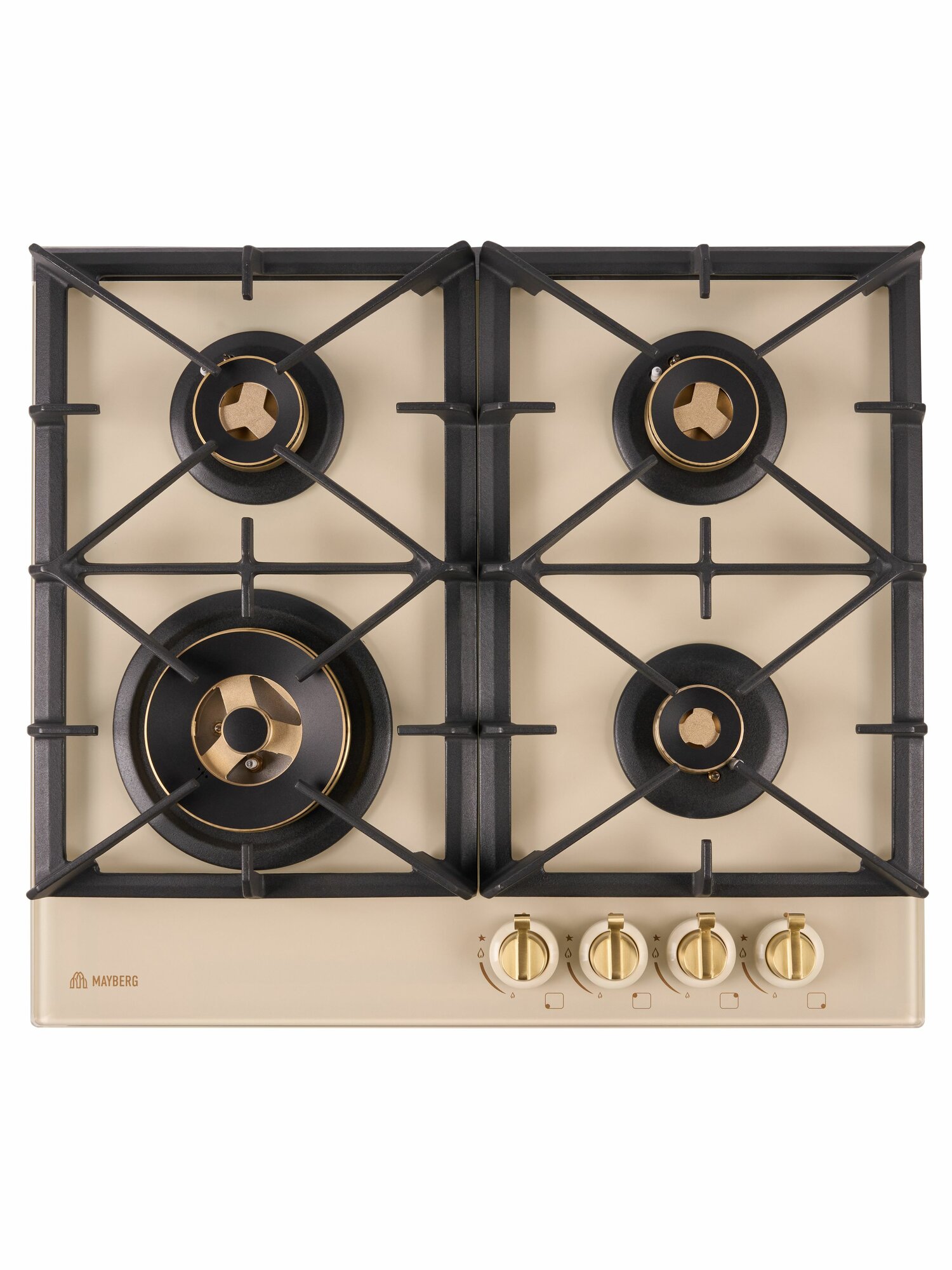 Газовая варочная панель , 60см, NEOKLASSIK, горелки Volcano BRASS WOK Burner, электроподжиг, газ-контроль, MAYBERG