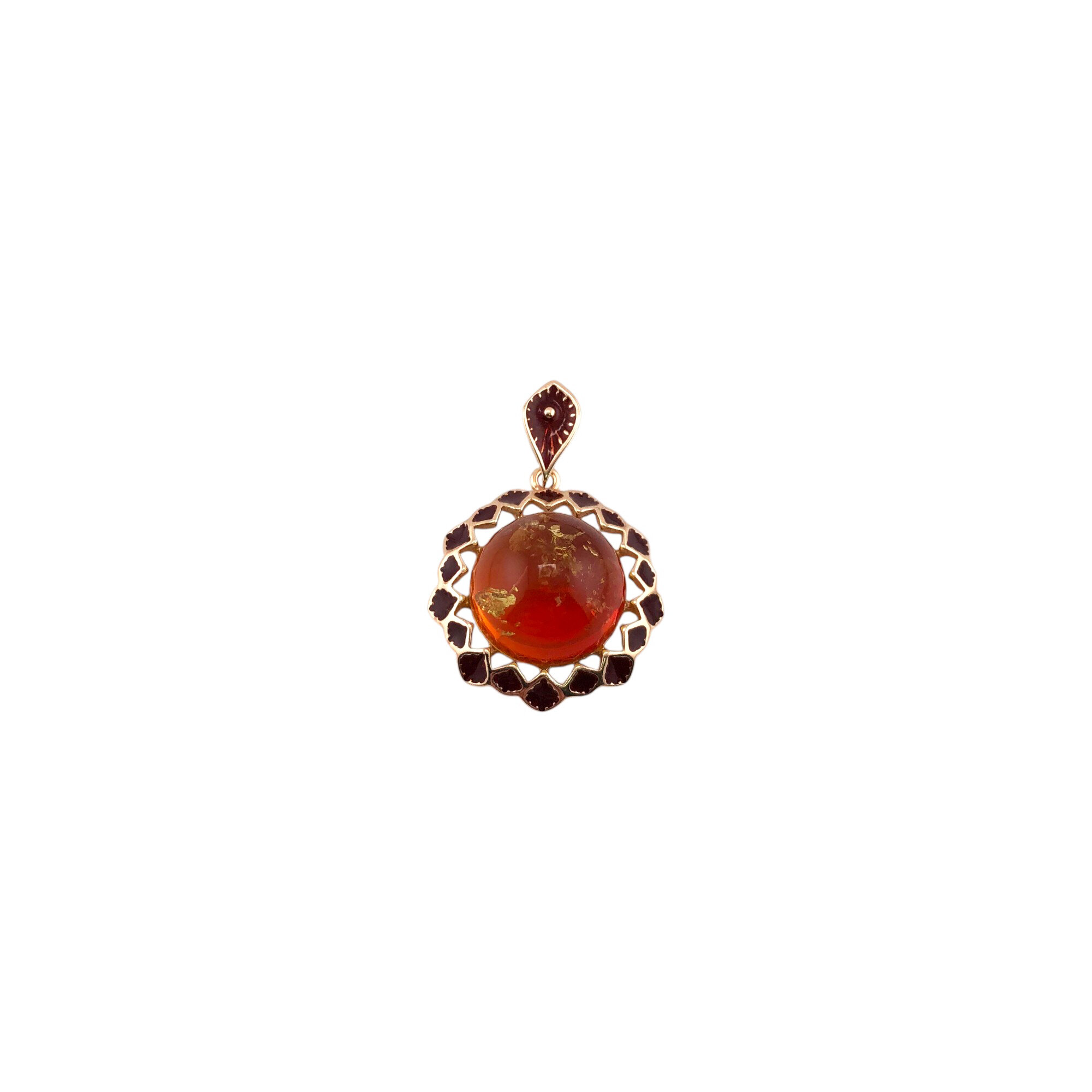 Подвеска, серебро, 925 проба, золочение, эмаль, янтарь