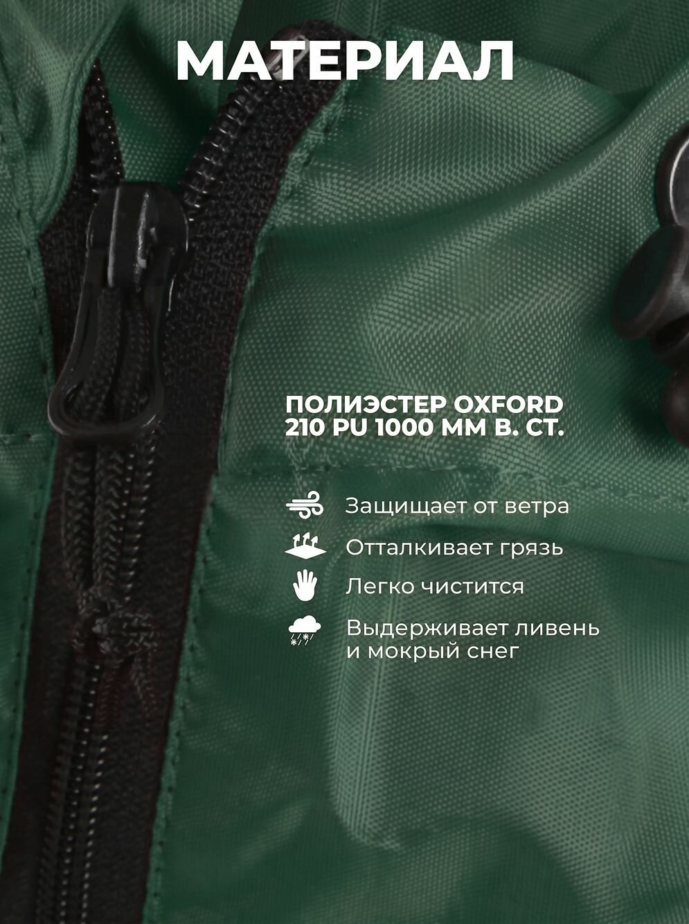 Дождевик плащ пончо на молнии BTrace Rain Zipper зеленый — фото 1