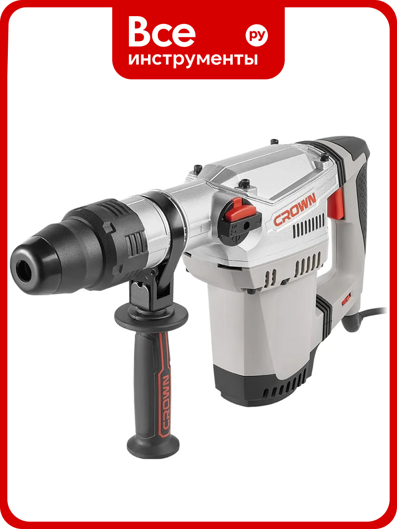Перфоратор CROWN CT18118V BMC с мощностью 1250 Вт, двумя режимами и максимальным диаметром сверления 105 мм в кейсе